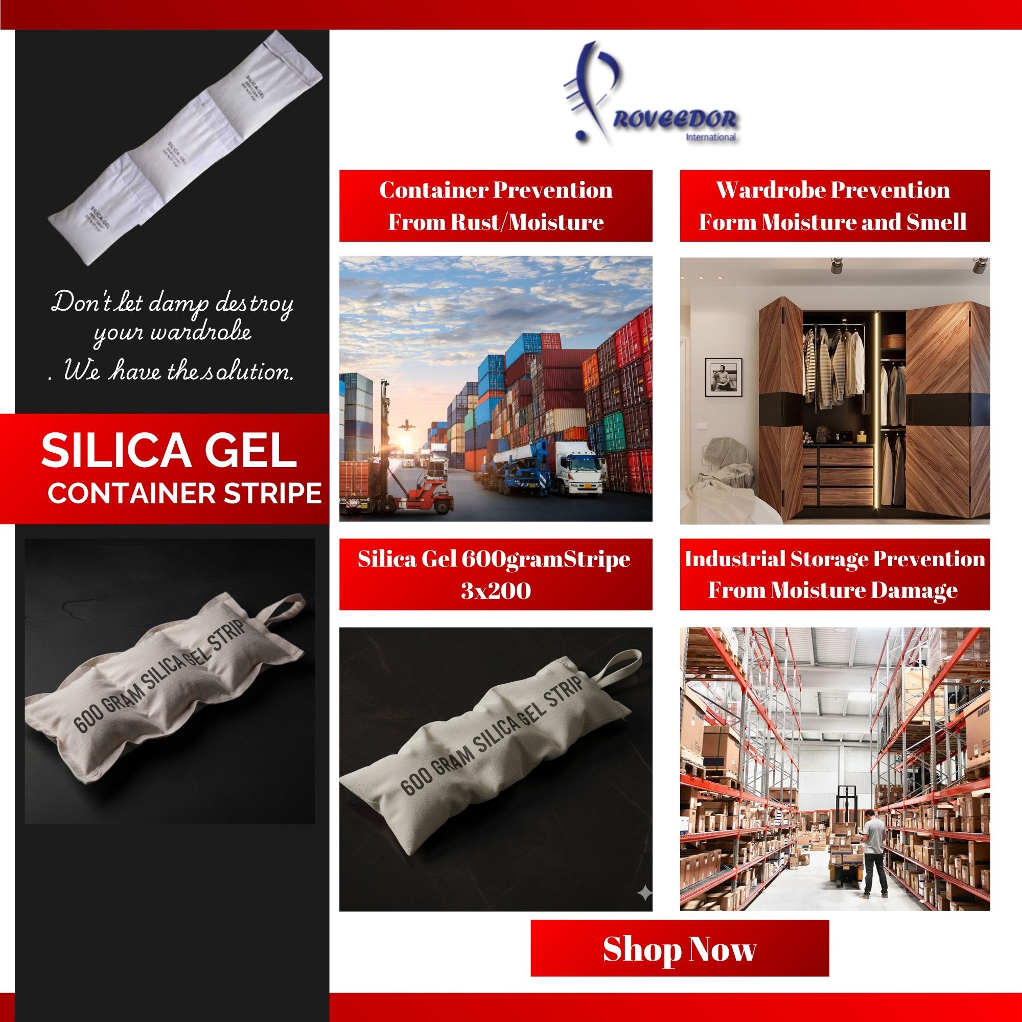 Hangable Silica Gel Strip | Moisture Control for Containers